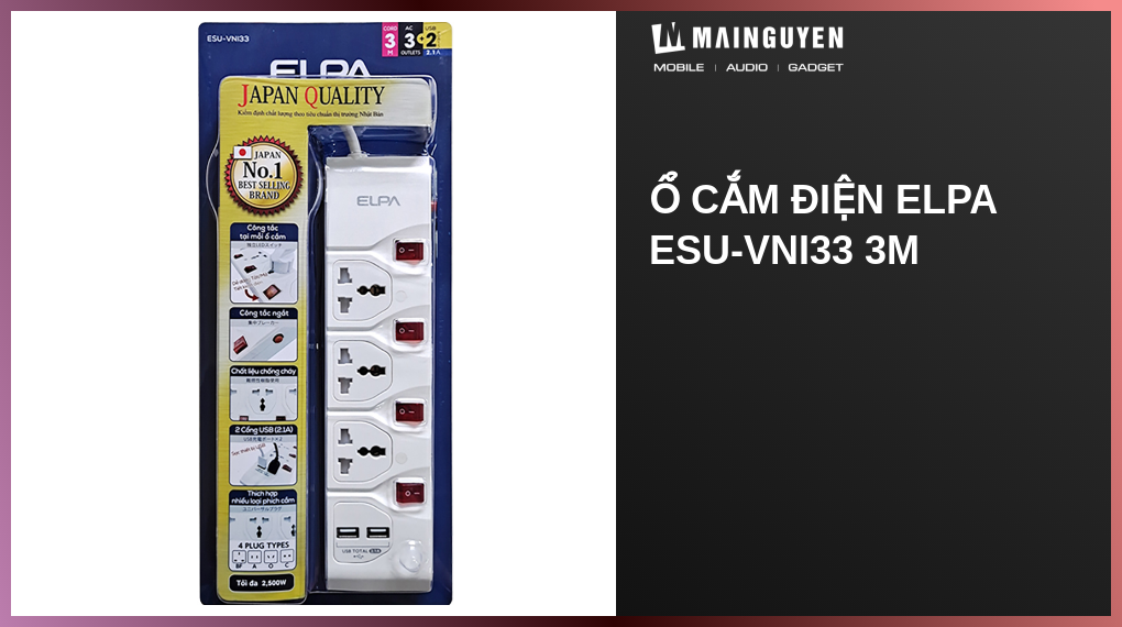 Ổ cắm điện ELPA ESU-VNI33 3m(A13843) | mainguyenrider.com