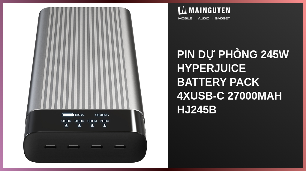 Pin dự phòng 245W HyperJuice Battery Pack 4xUSB-C 27000mAh HJ245B ...