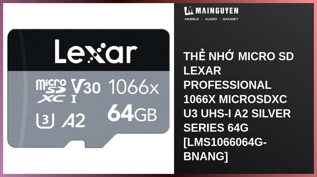 Thẻ nhớ Micro SD Lexar Professional 1066x MicroSDXC U3 UHS-I A2 Silver Series 64G [LMS1066064G ...