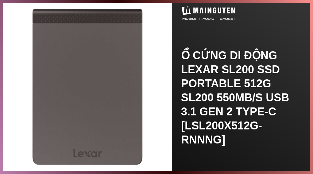 Ổ cứng di động Lexar SL200 SSD Portable 512G SL200 550MB/s USB 3.1 Gen ...
