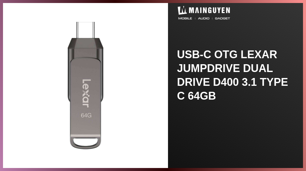 USB-C OTG Lexar JumpDrive Dual Drive D400 3.1 Type C 64GB(A56296) | mainguyen.vn