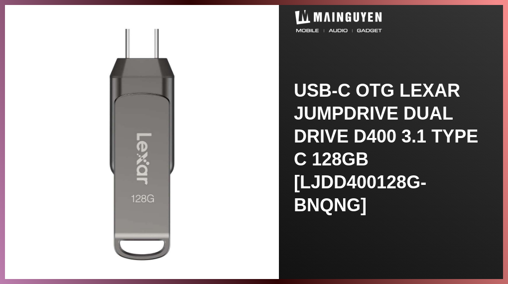 USB-C OTG Lexar JumpDrive Dual Drive D400 3.1 Type C 128GB [LJDD400128G-BNQNG](A56298 ...