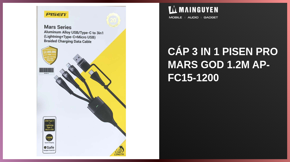 Cáp 3 in 1 Pisen Pro Mars God 1.2m AP-FC15-1200(A58919) | mainguyen.vn