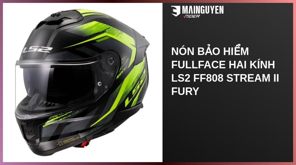 Nón bảo hiểm fullface hai kính LS2 FF808 Stream II Fury(HMS61998 ...